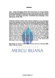 ANALISIS PERBANDINGAN METODE BESTAT KONVENSIONAL DAN PROGRAM BUILDING INFORMATION MODELING (BIM ...